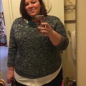 jason maxwell | Sweaters | 34 Sleeve Marled Gray Cable Sweater Womens ...